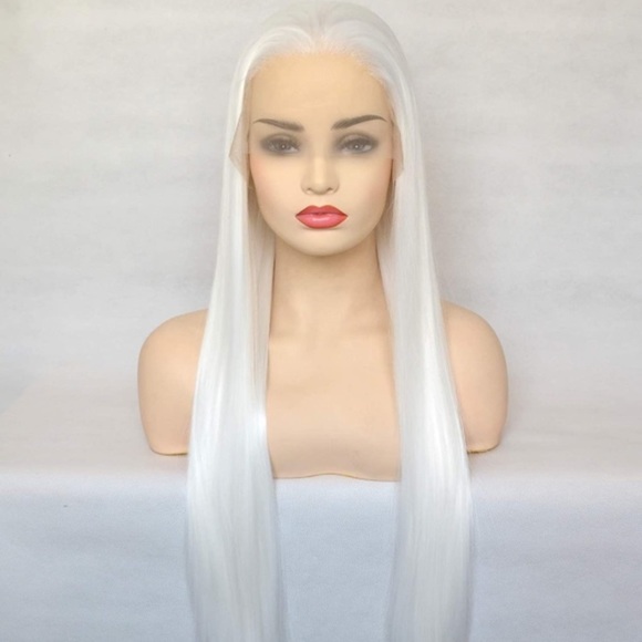 Hair | 22inch Long Straight White Lace Front Wig | Poshmark